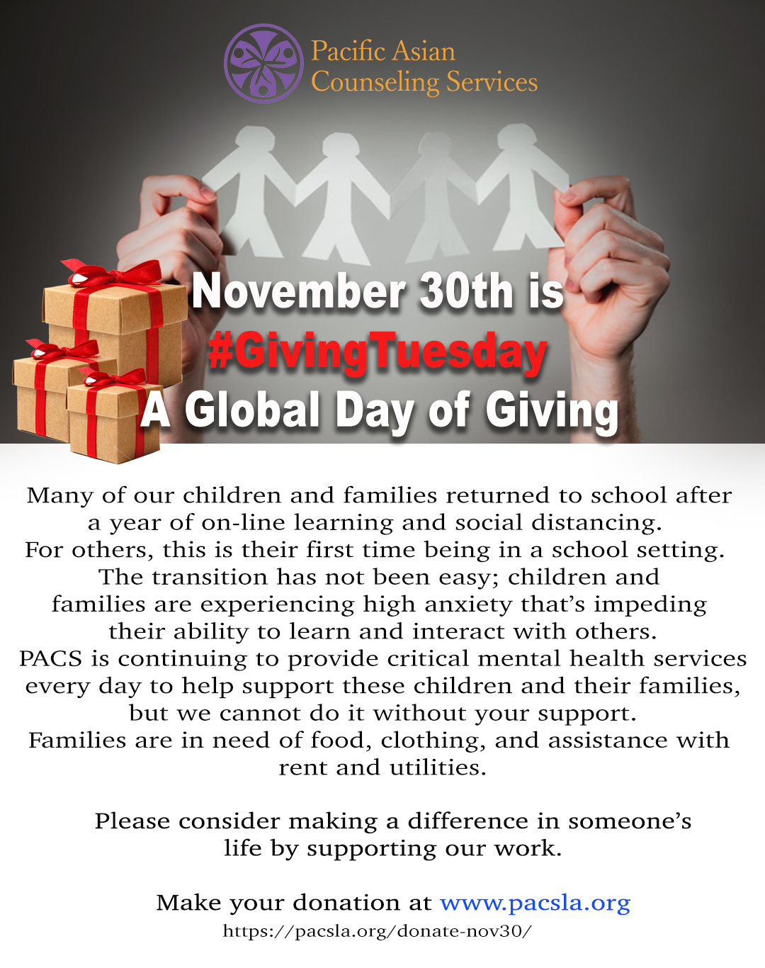 Giving Tuesday Nov. 30th | PACSLA